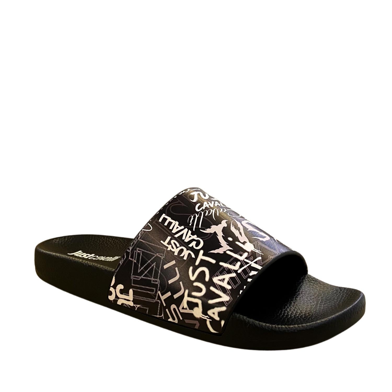 JUST CAVALLI BLACK/WHITE SLIDES – lovebycomo